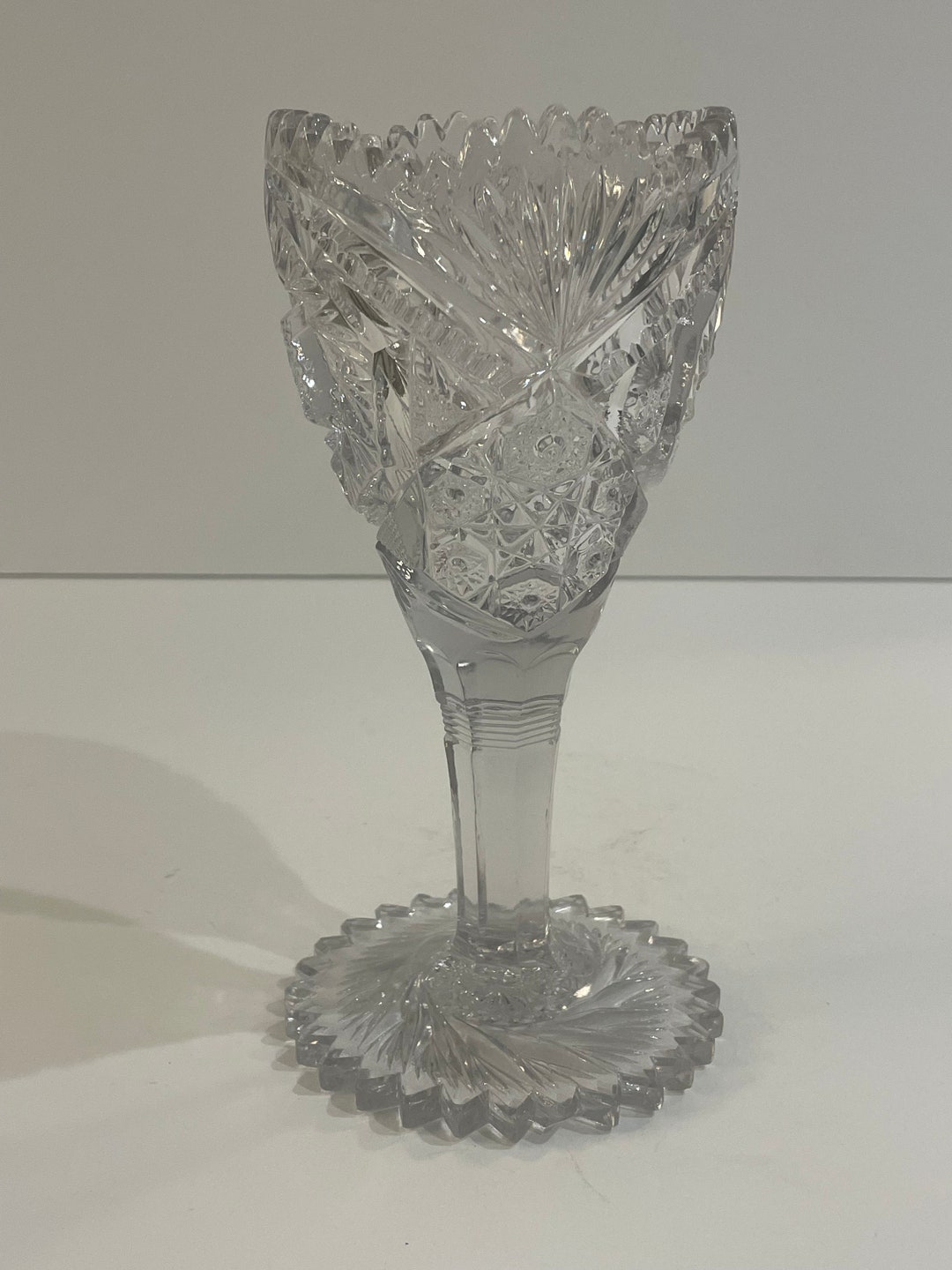Vintage, EAPG, Cambridge Glass, Trumpet Vase, With Sawtooth Rim and ...