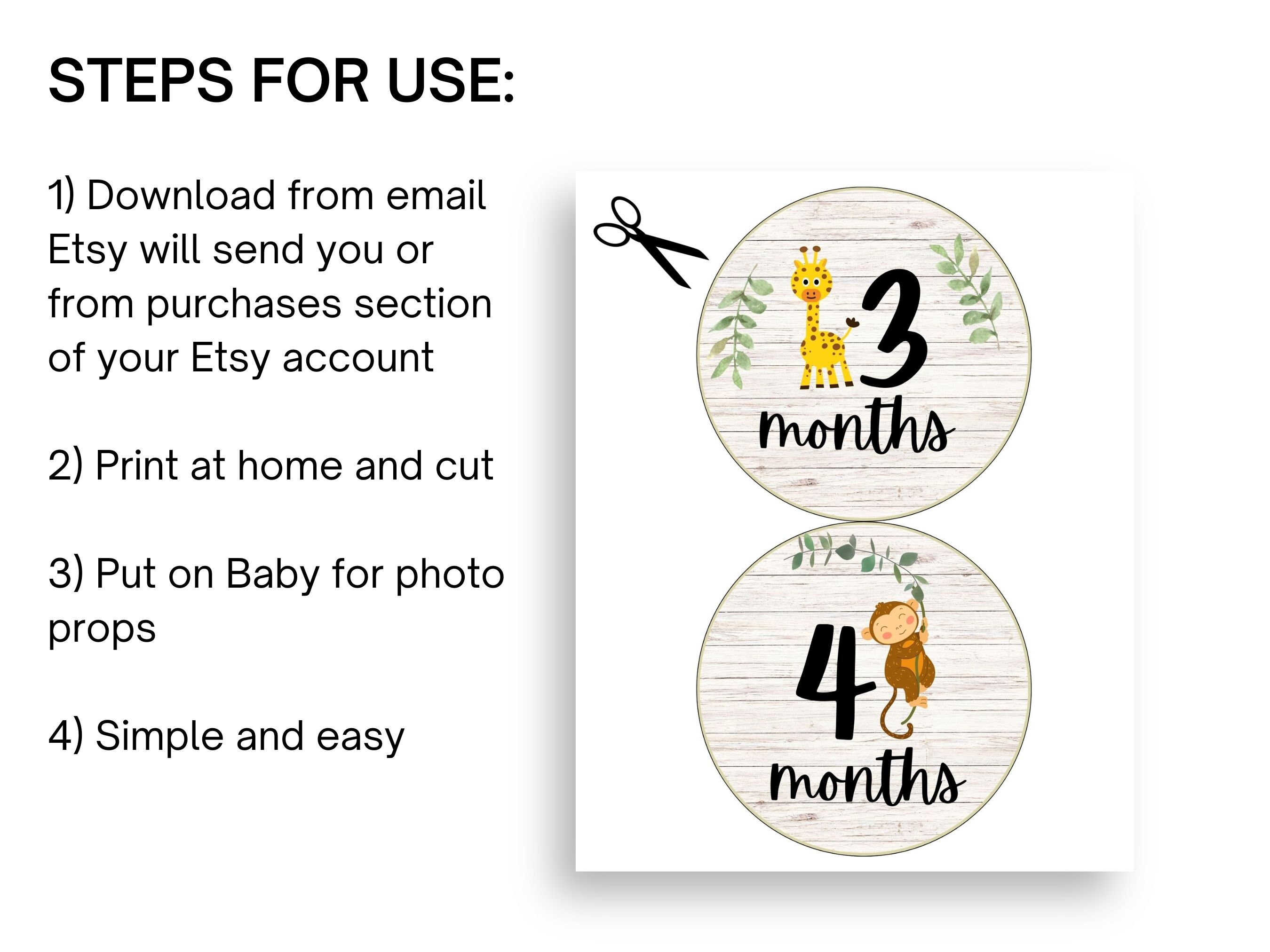Baby Monthly Photo Props Printable (safari) - Etsy