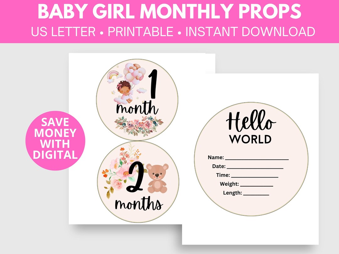 Baby Girl Monthly Proto Props Printable - Etsy