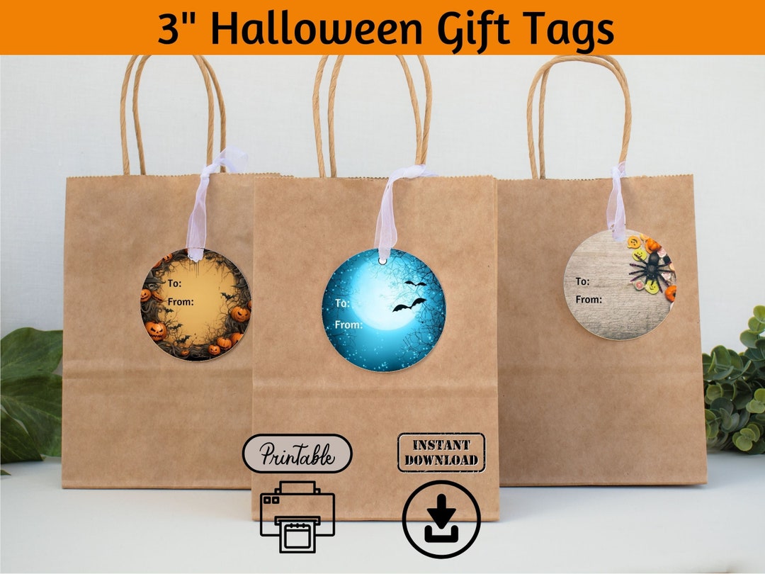 3" Round Halloween Gift Tags Printable, Instant Download, for Halloween ...