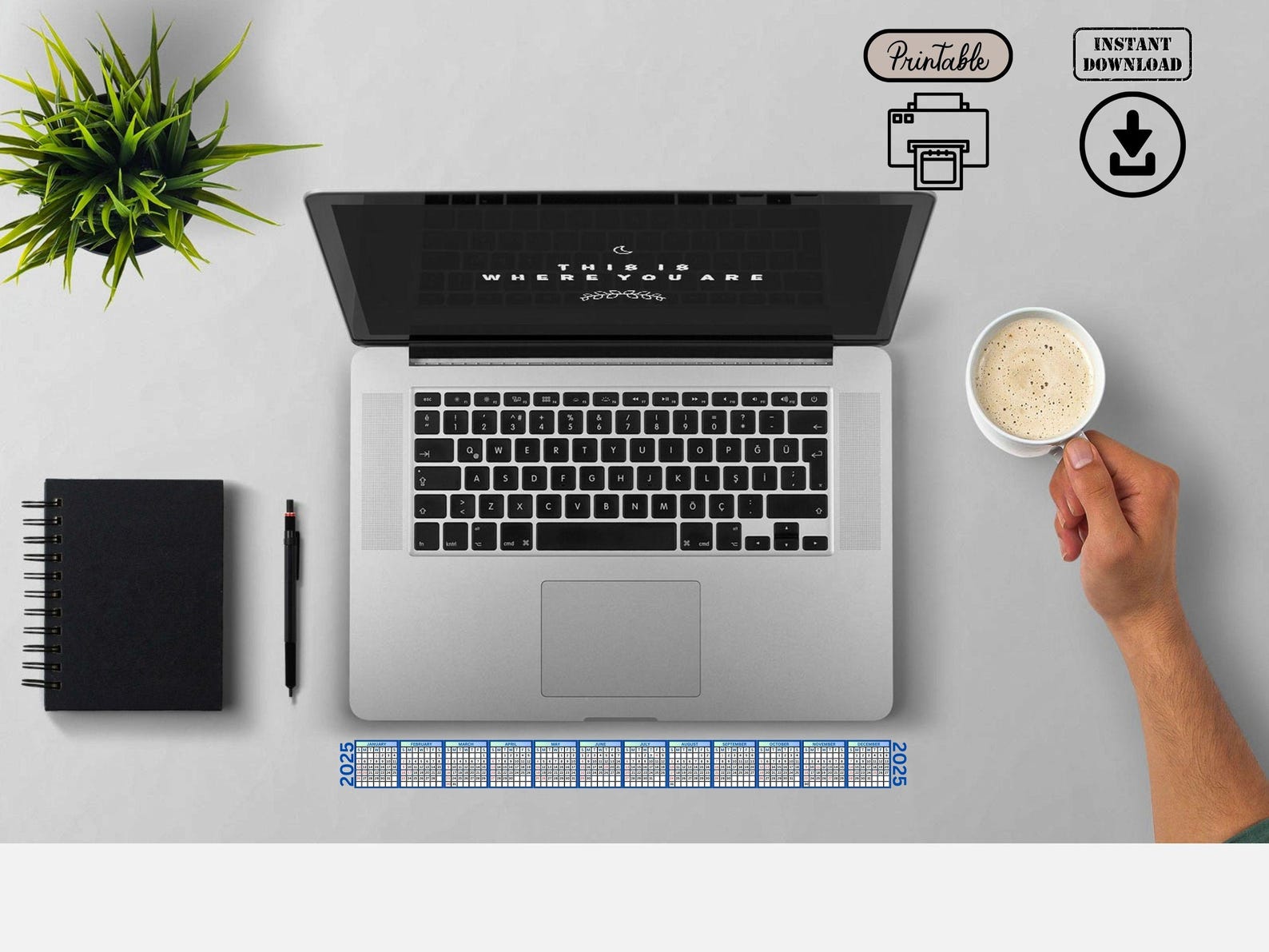 2025 Monitor | Computer | Keyboard Calendar Strip to Help Keep Track of ...