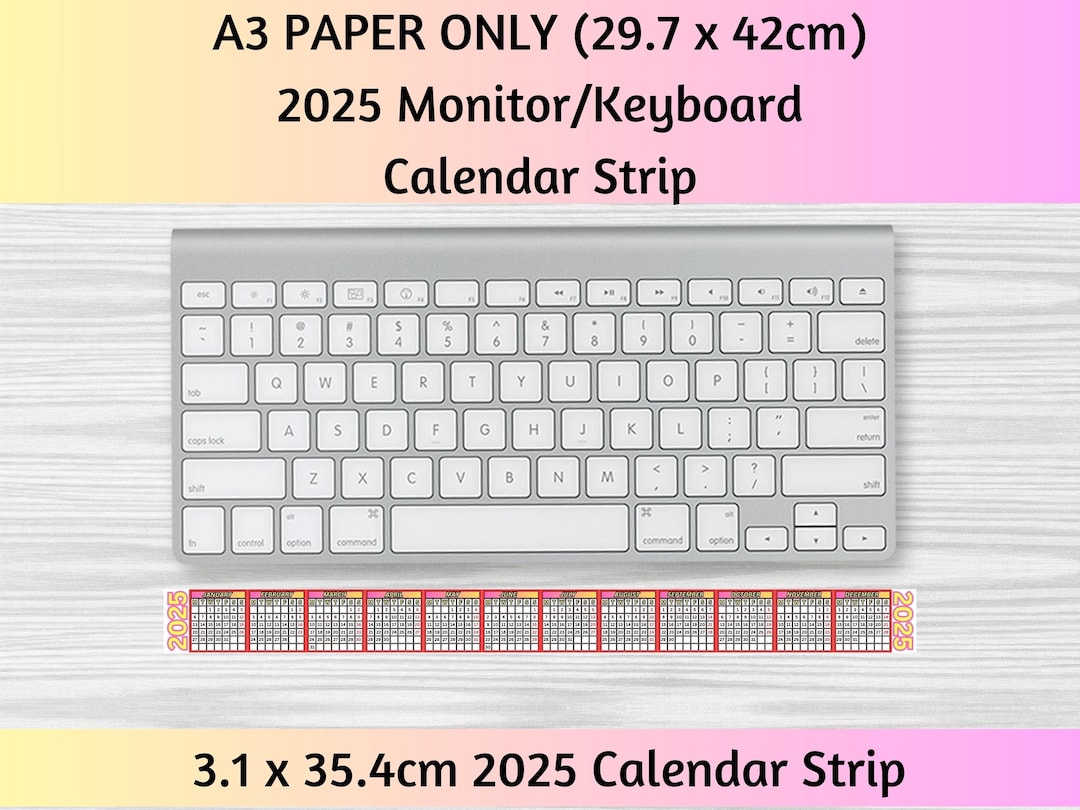 PINK A3 PAPER ONLY Digital Download | 2025 Keyboard | Monitor Calendar ...