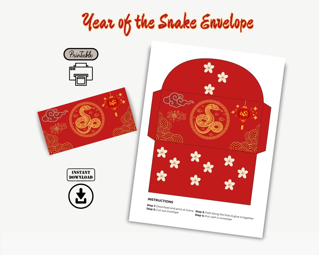 Printable 2025 Chinese New Year Red Envelope | Year of the Snake ...