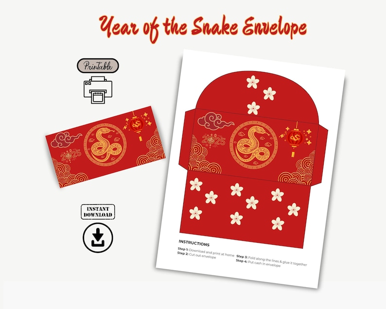 Printable 2025 Chinese New Year Red Envelope | Year of the Snake ...