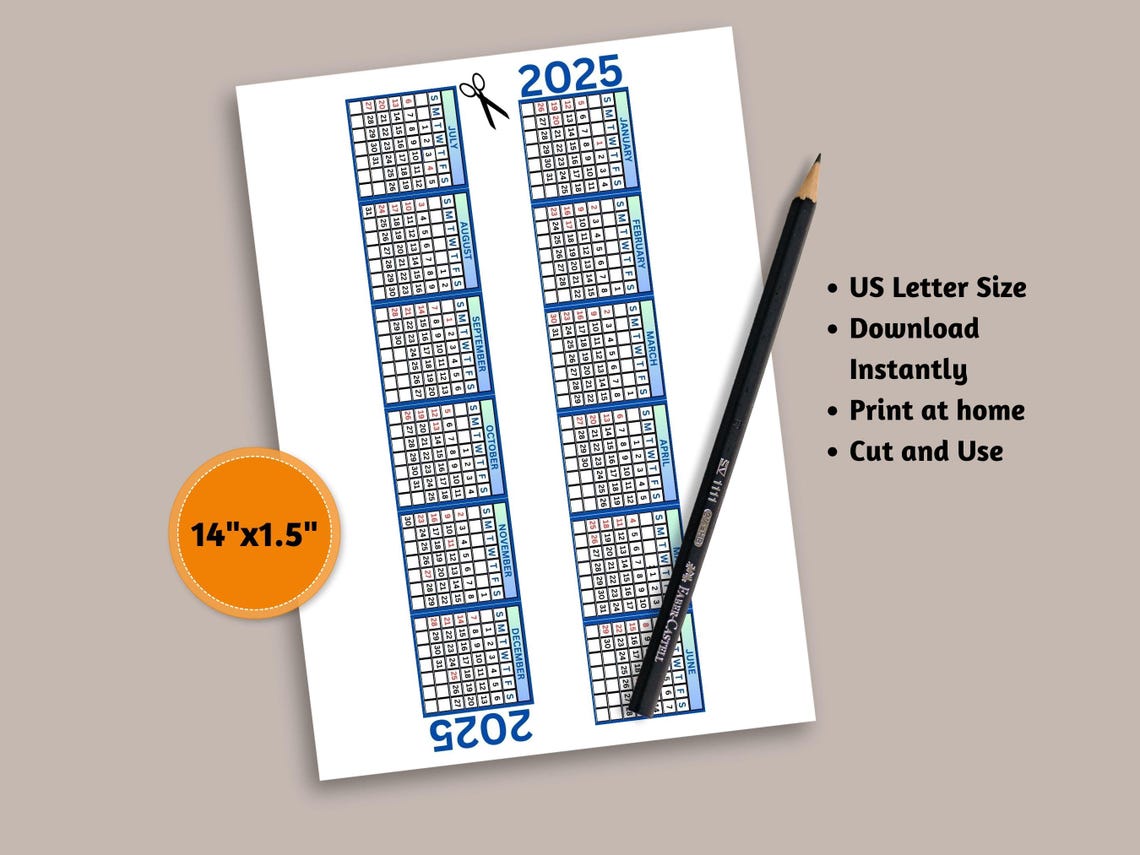 2025 Monitor | Computer | Keyboard Calendar Strip to Help Keep Track of ...