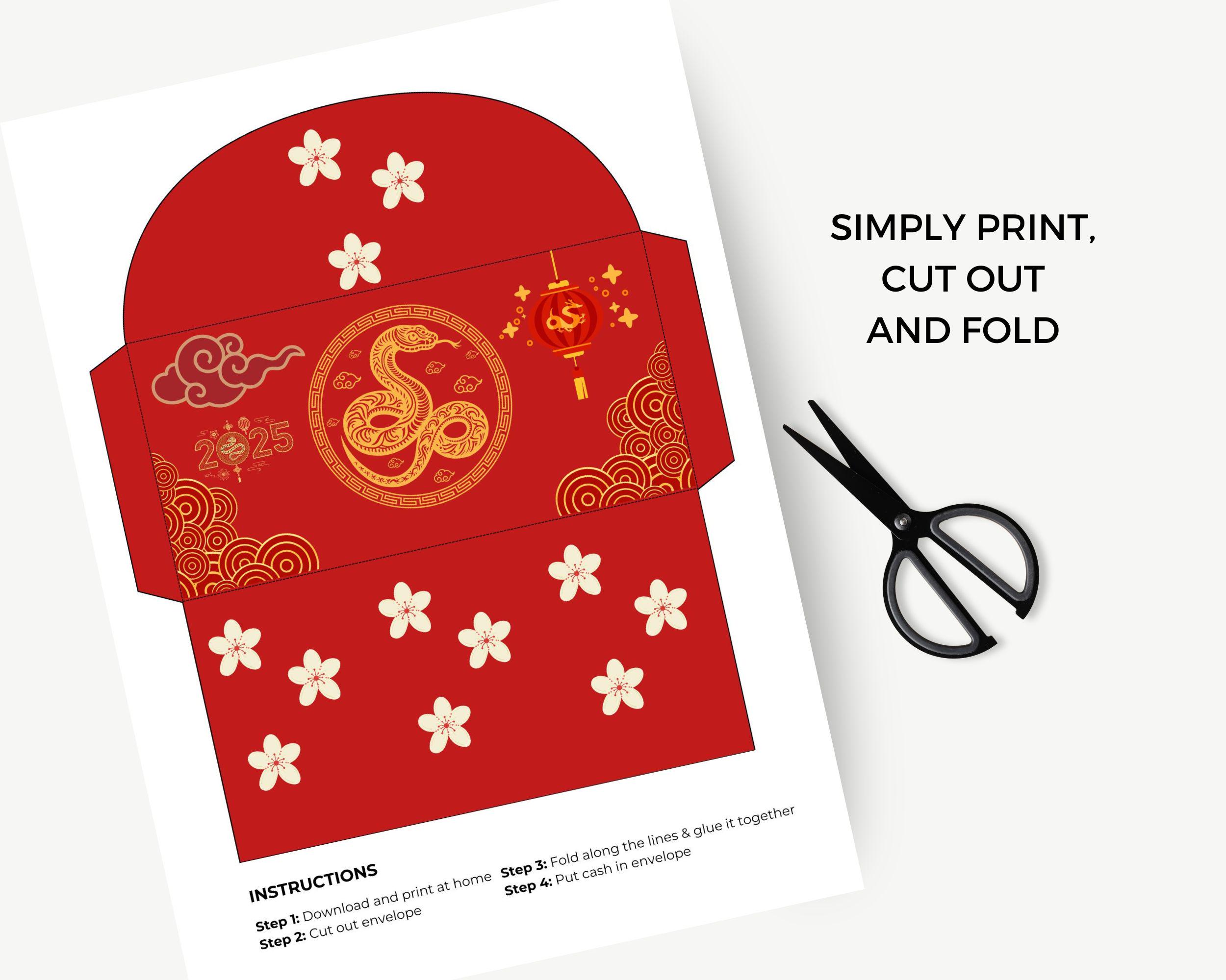 Printable 2025 Chinese New Year Red Envelope | Year of the Snake ...