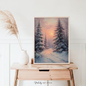 Snowy Winter Wonderland Forest Wall Art | Winter Landscape Printable of ...