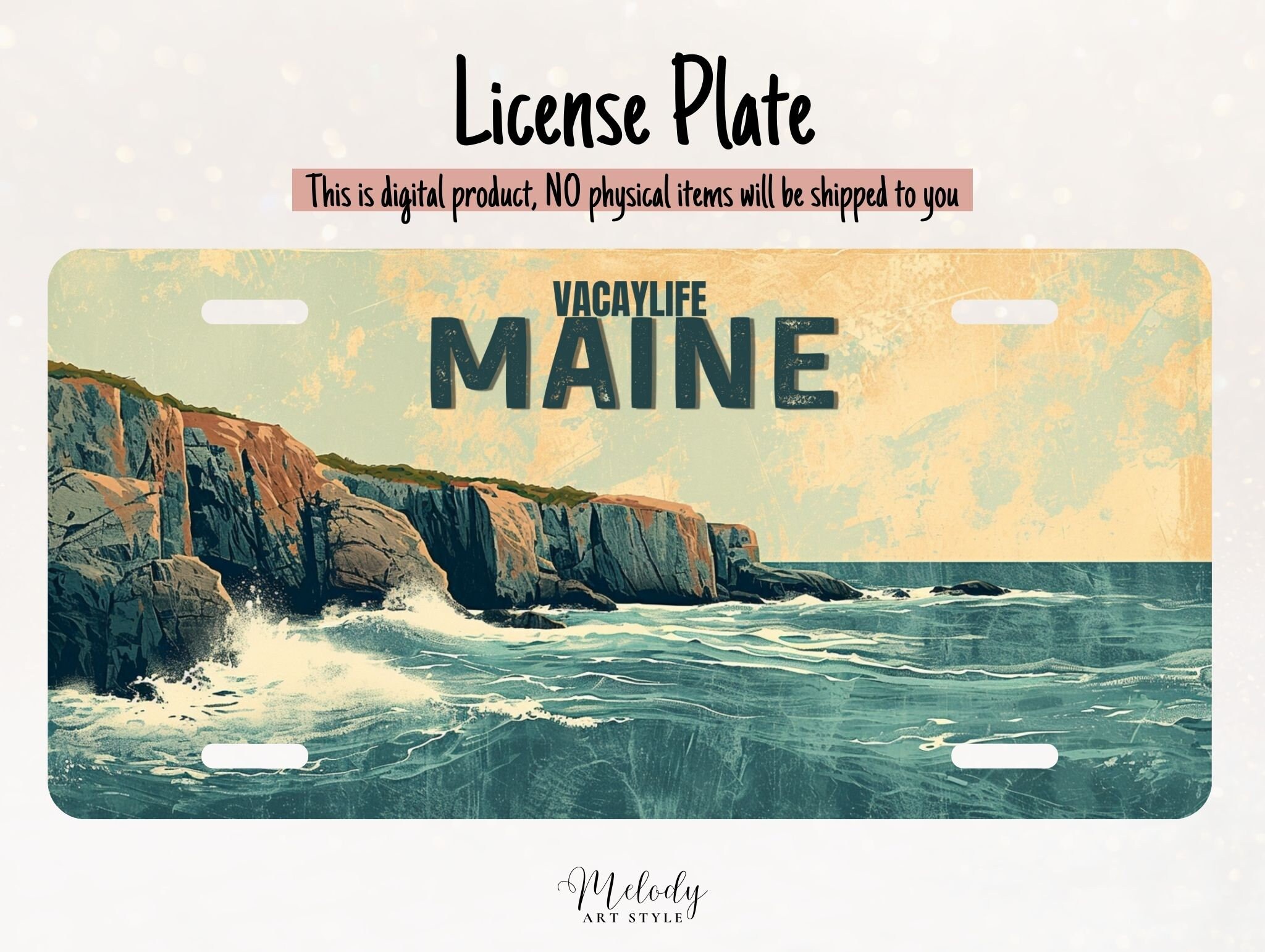 Maine License Plate PNG Sublimation Design 12 by 6 Inch, Retro USA Car ...
