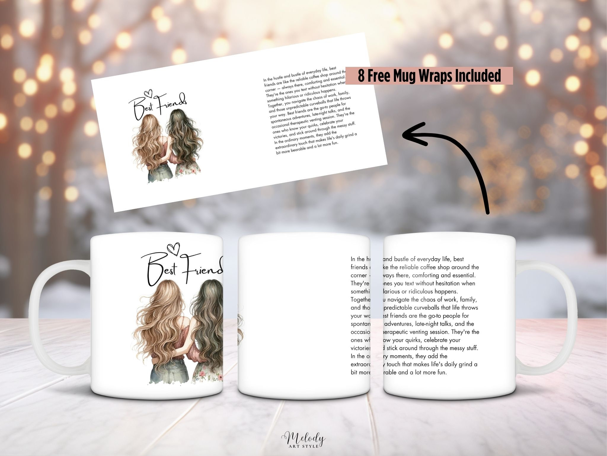 Best Friends Mug Sublimation Design, 11oz and 15oz Mug PNG Wrap, Best ...