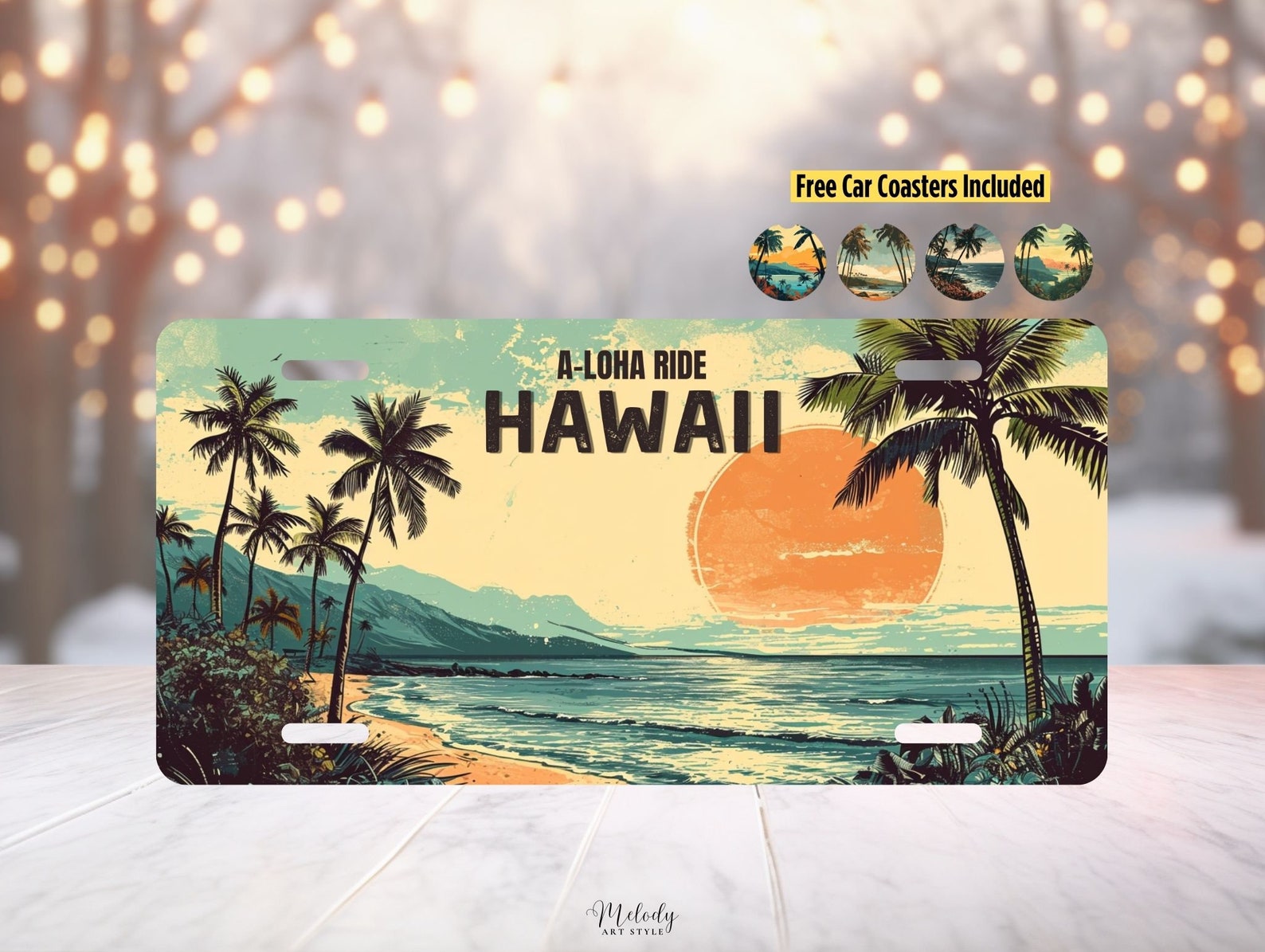 Hawaii License Plate PNG Sublimation Design 12 by 6 Inch, Retro USA Car ...