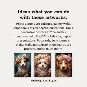 Dog With Flowers Printable Art, Floral Puppy Painting Paper Set Dog ...