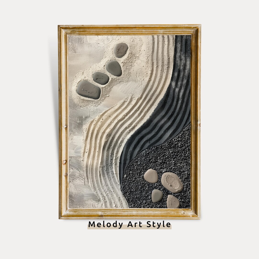 Zen Garden Wall Art | Japandi Printable Neutral Minimalist Art Black ...