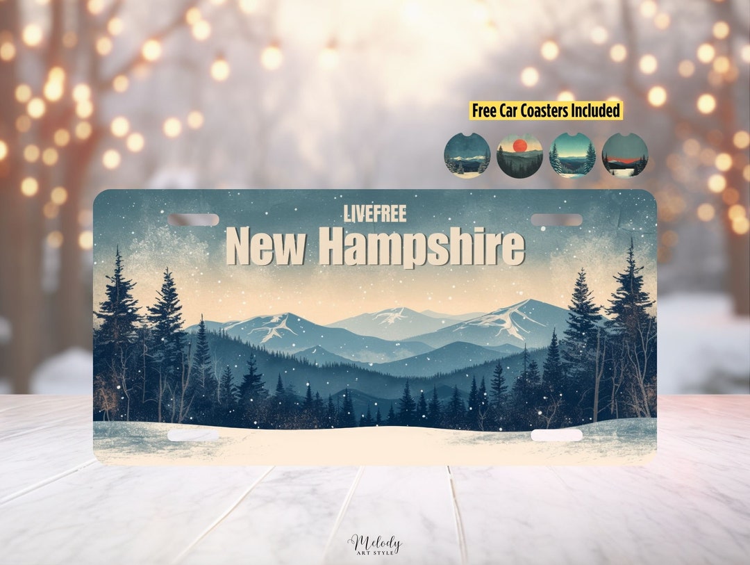 New Hampshire License Plate PNG Sublimation Design 12 by 6 Inch, Retro ...