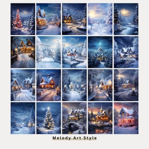 Christmas Village Print, Digital Paper Bundle, Winter Village Junk ...