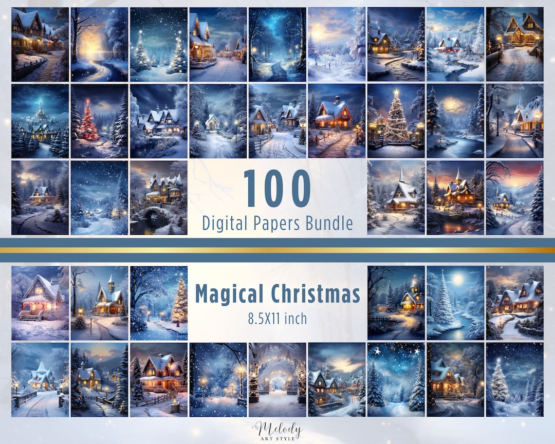 Christmas Village Print Digital Paper Bundle Winter Village - Etsy