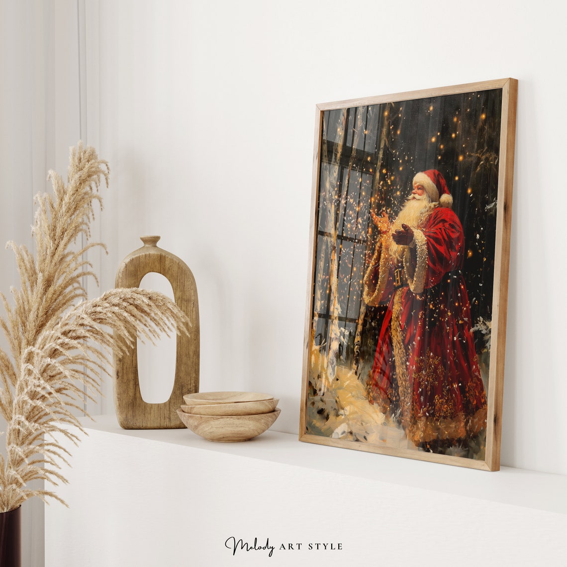 Magical Santa Claus in the Forest Wall Art Enchanted Christmas Oil ...