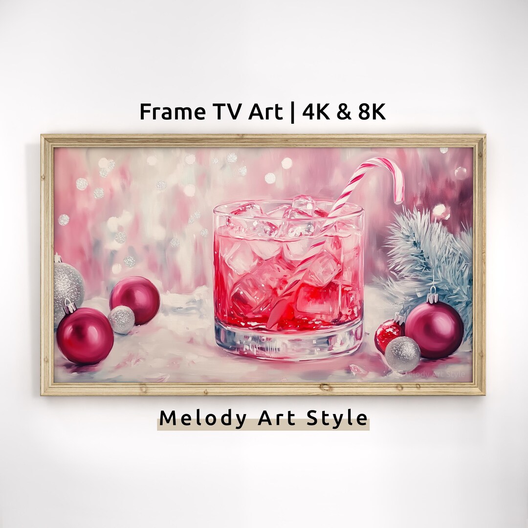 Christmas Cocktail Frame TV Art 4K 8K Screensaver Red Holiday Drink ...