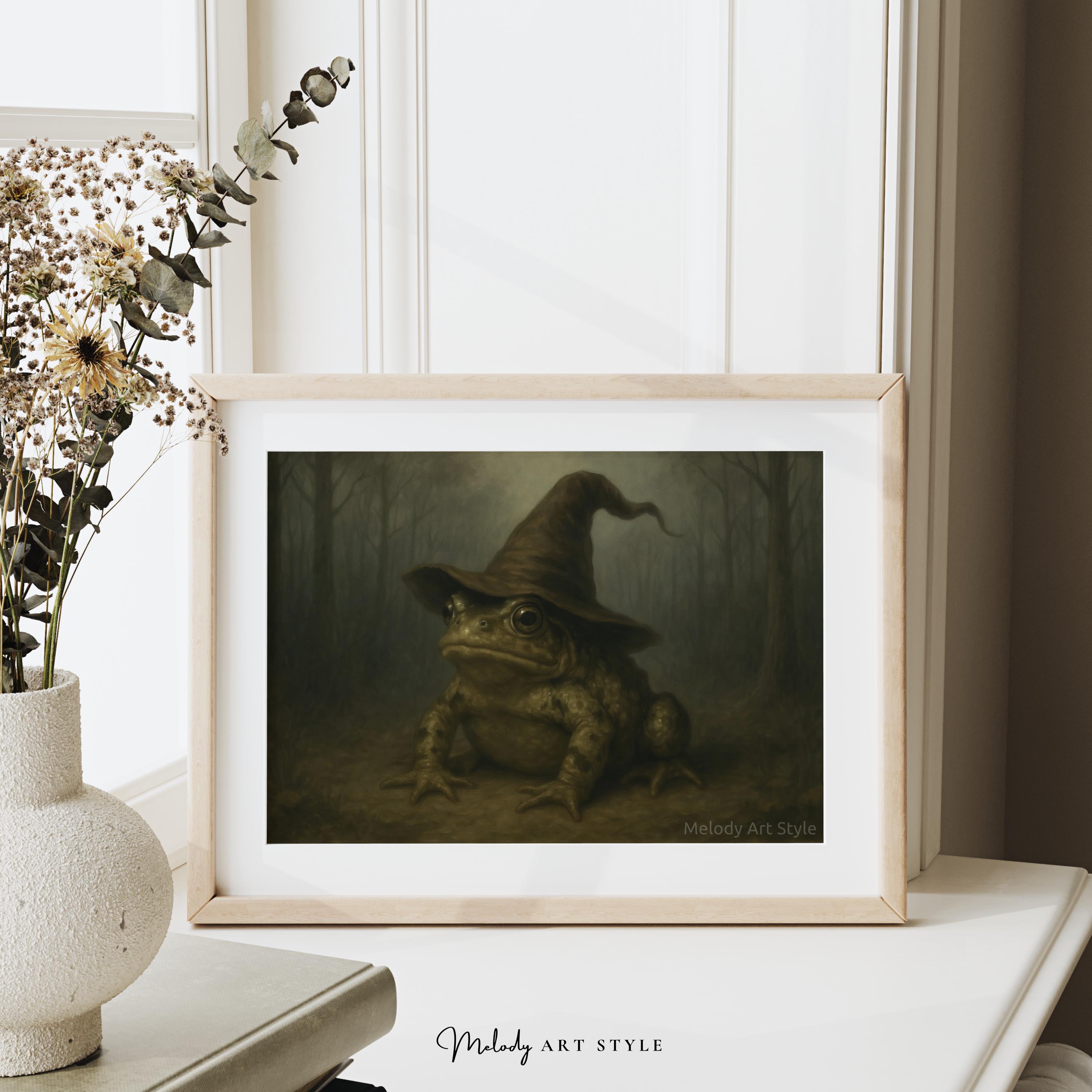 Witch Toad Forest Art Print, Moody Halloween Frog Wall Art, Gothic Dark ...