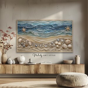 Summer 3D Beach Frame TV Art 4K 8K Coastal Seashell and Starfish ...