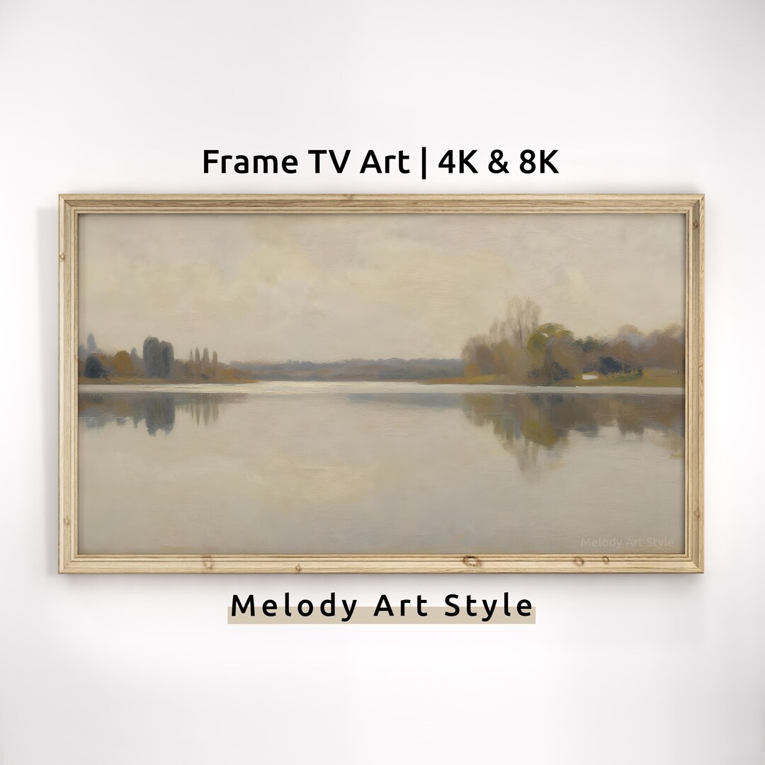 Muted Nature Landscape TV Art 4K 8K Tranquil Lake Oil Painting ...