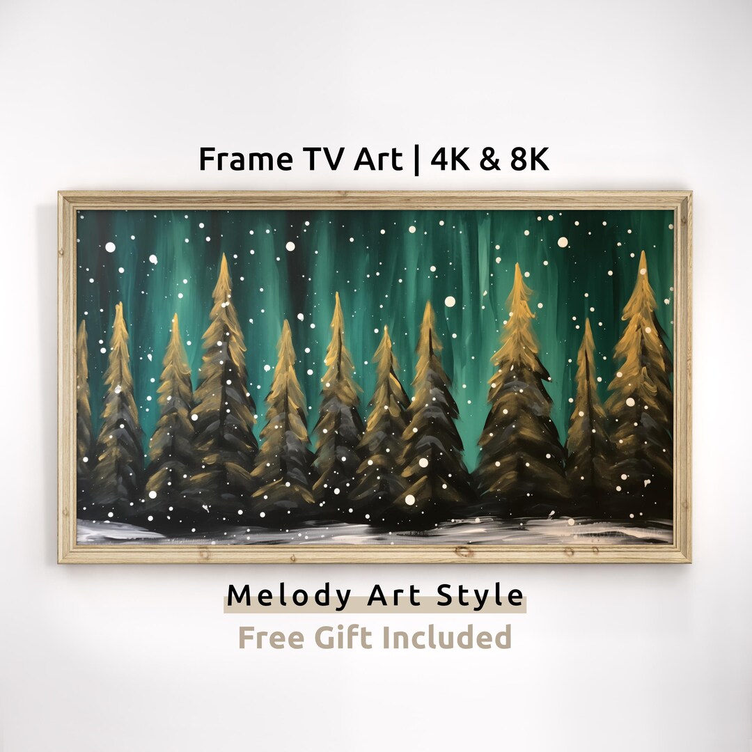 Snowy Pine Trees Frame TV Art Christmas Winter Forest 4K & 8K ...