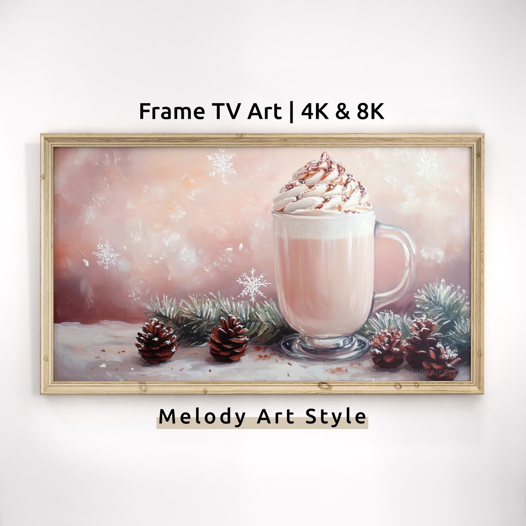 Hot Chocolate Frame TV Art 4K 8K Pink Christmas Screensaver Winter ...