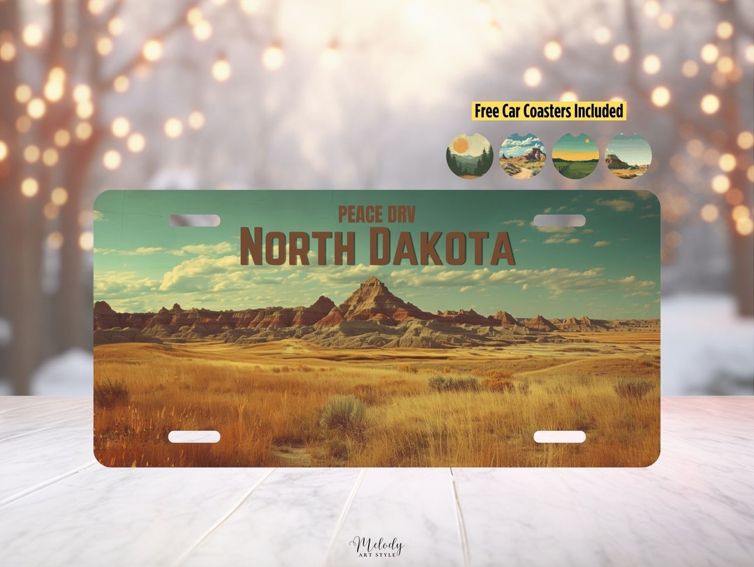 North Dakota License Plate PNG Sublimation Design 12 by 6 Inch, USA Car ...