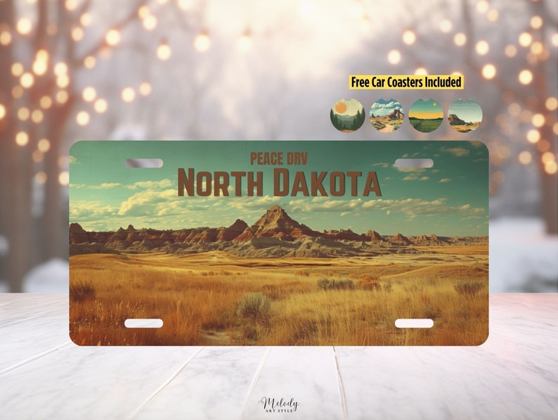 North Dakota License Plate PNG Sublimation Design 12 by 6 Inch, USA Car ...