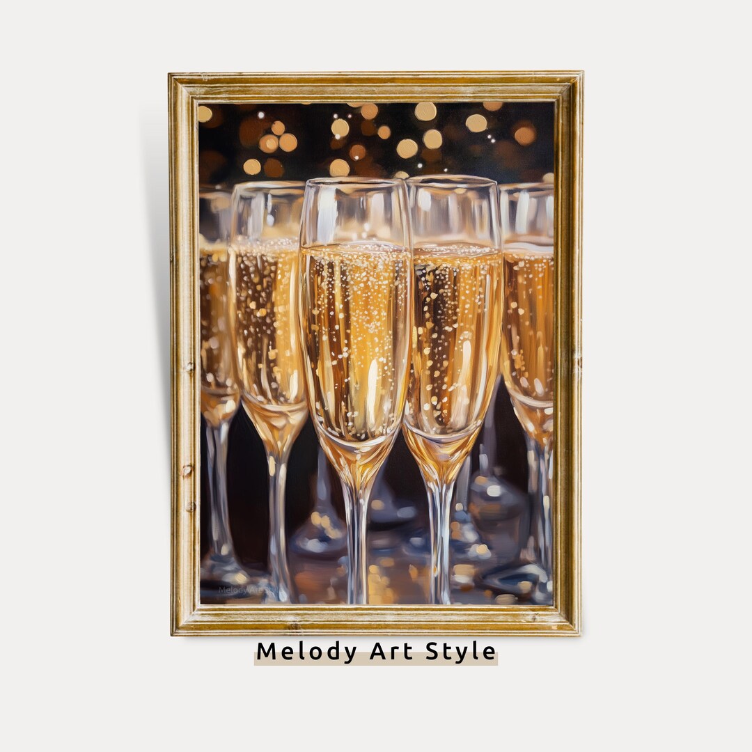 Printable Gold Champagne Glasses | Party Print, Celebration Decor for ...