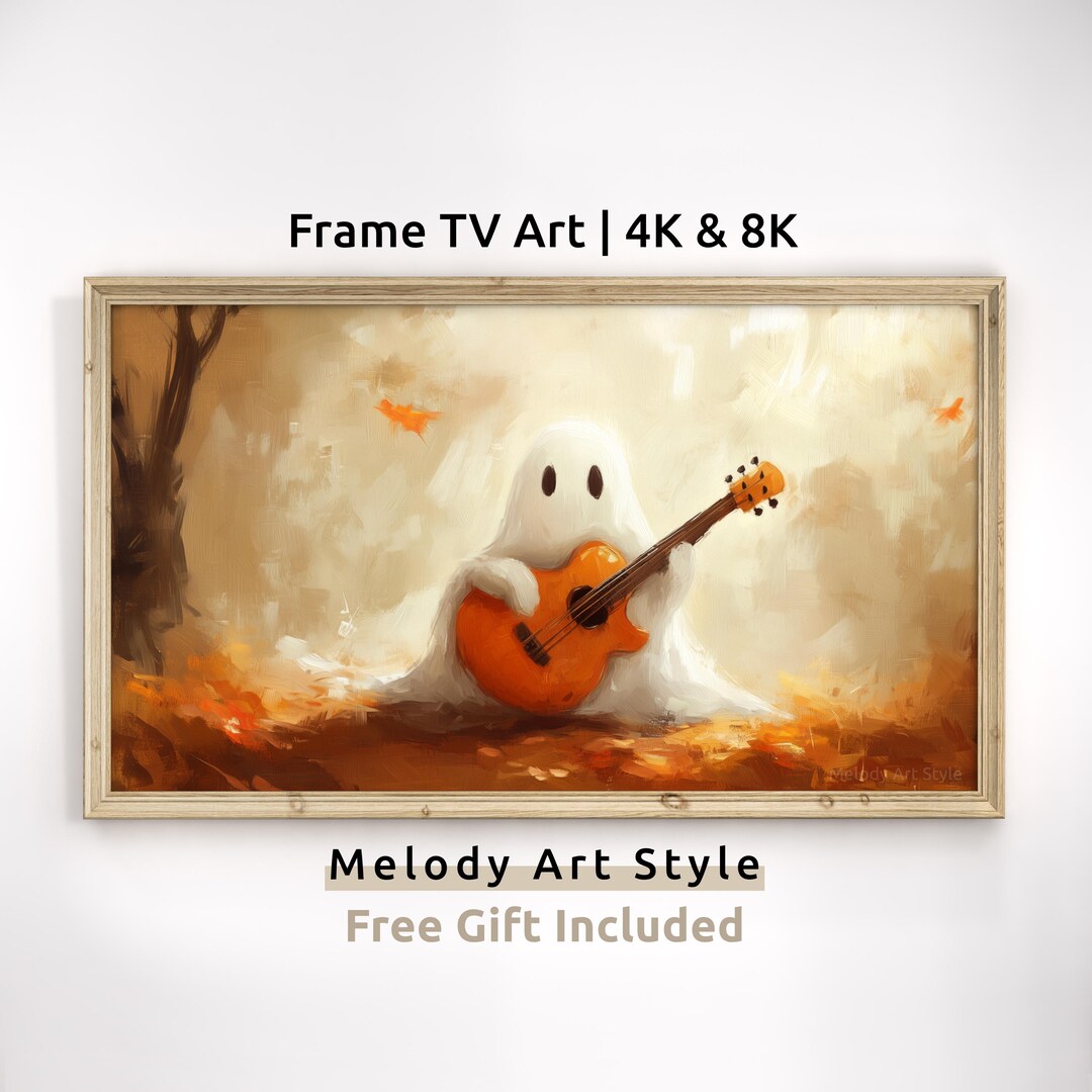 Ghost Playing a Guitar Frame TV Art, Fall Halloween Artwork 4K & 8K ...