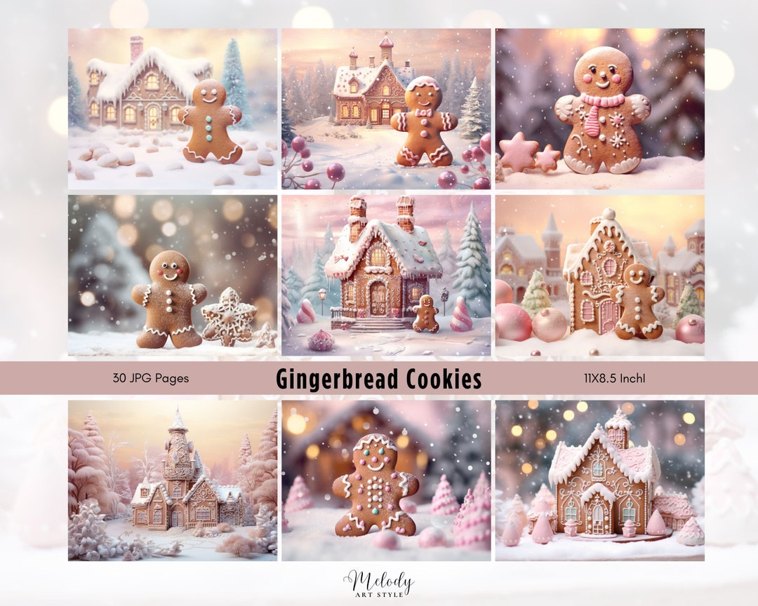 Gingerbread Digital Paper, Christmas Paper Set, Gingerbread Cookies ...