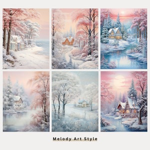 Pink Pastel Winter Wonderland Printable Art Winter Digital Papers ...