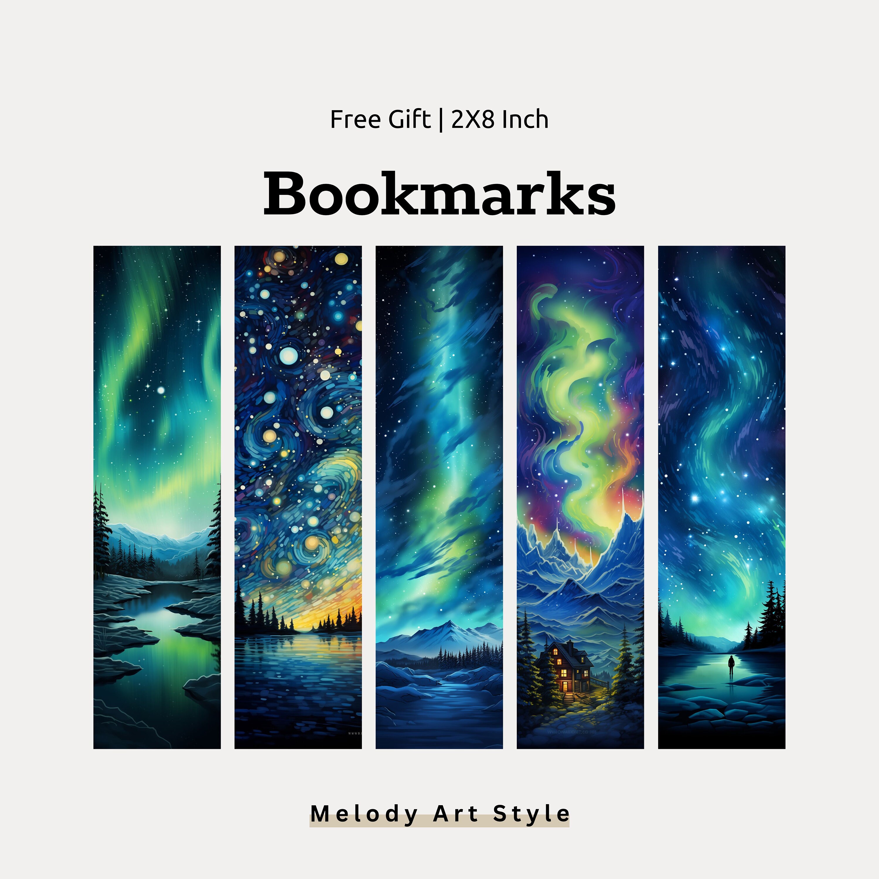 Northern Lights Scene Printable Art, Night Sky Digital Paper Pack ...