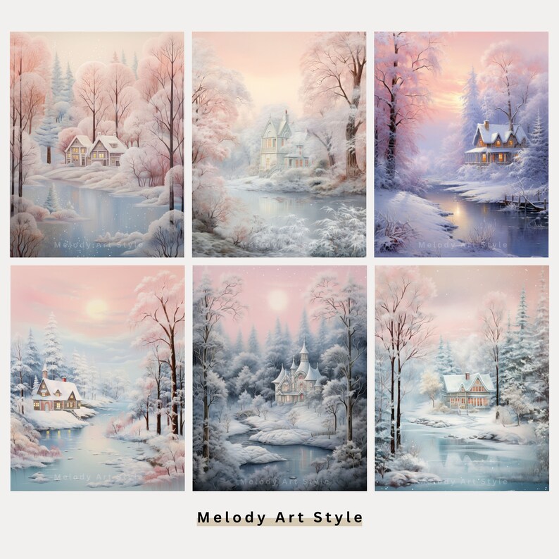 Pink Pastel Winter Wonderland Printable Art Winter Digital Papers ...