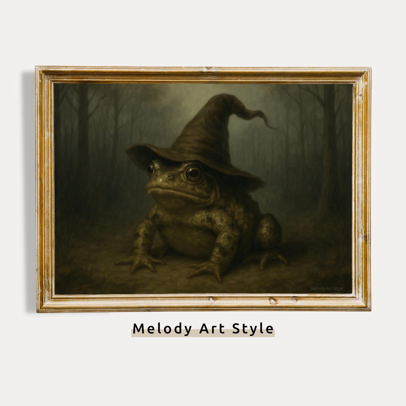 Witch Toad Forest Art Print, Moody Halloween Frog Wall Art, Gothic Dark ...