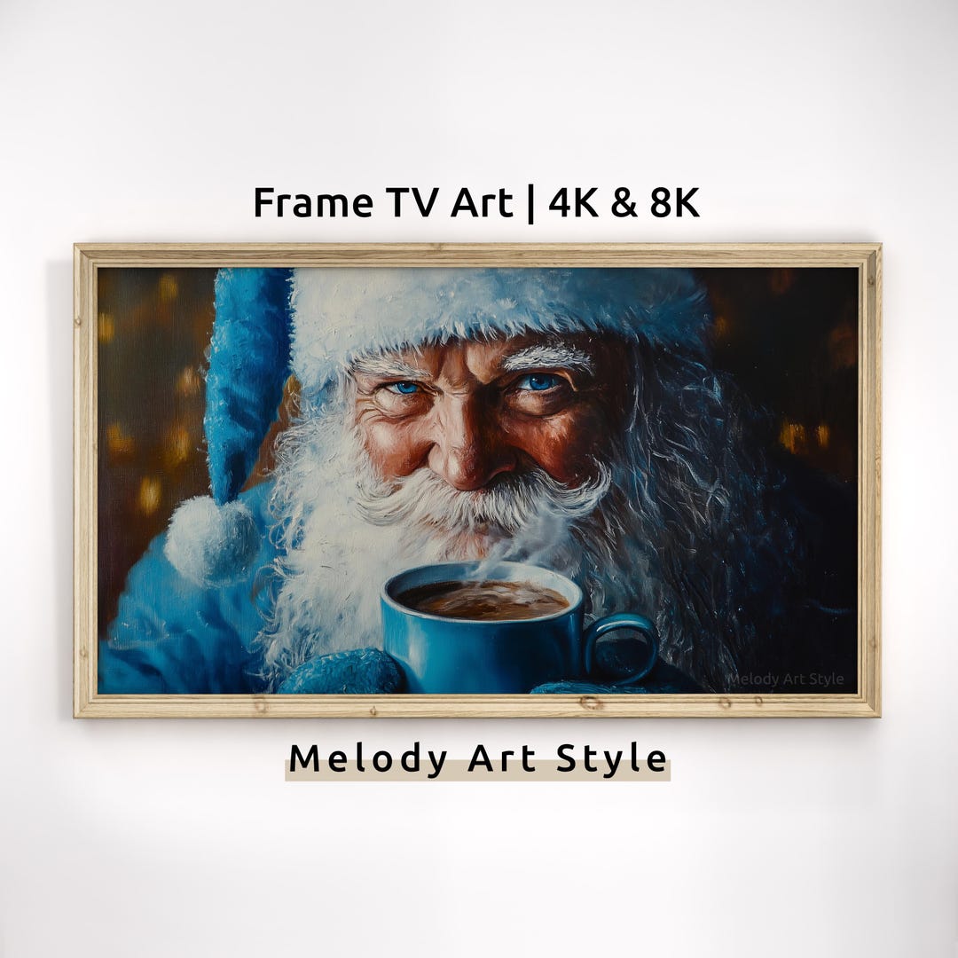 Christmas Drink Frame TV Art 4K 8K Modern Santa Drinking Cocoa Oil ...