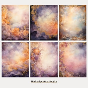 Orange and Purple Printable Art Watercolor Halloween Background Artwork ...