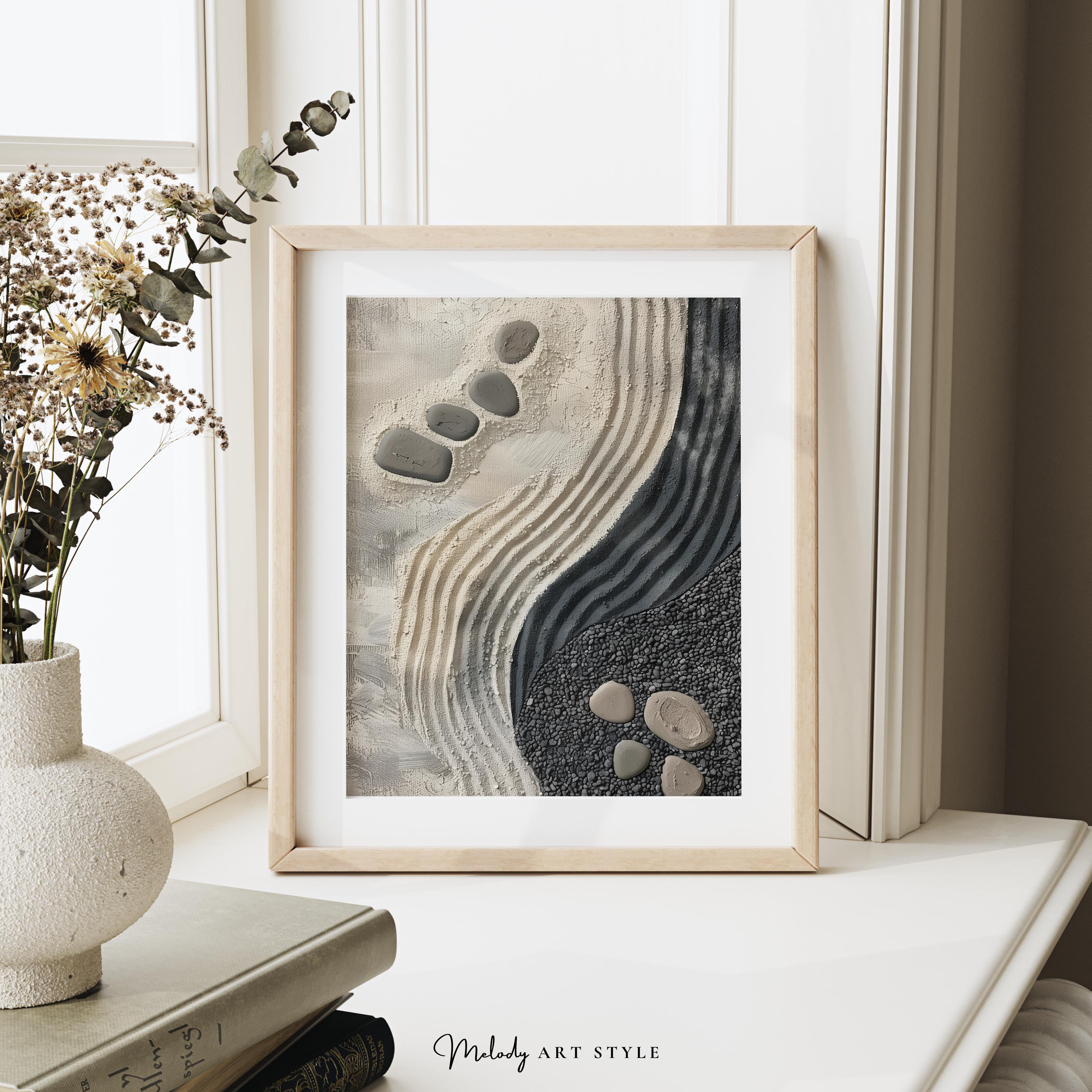 Zen Garden Wall Art | Japandi Printable Neutral Minimalist Art Black ...