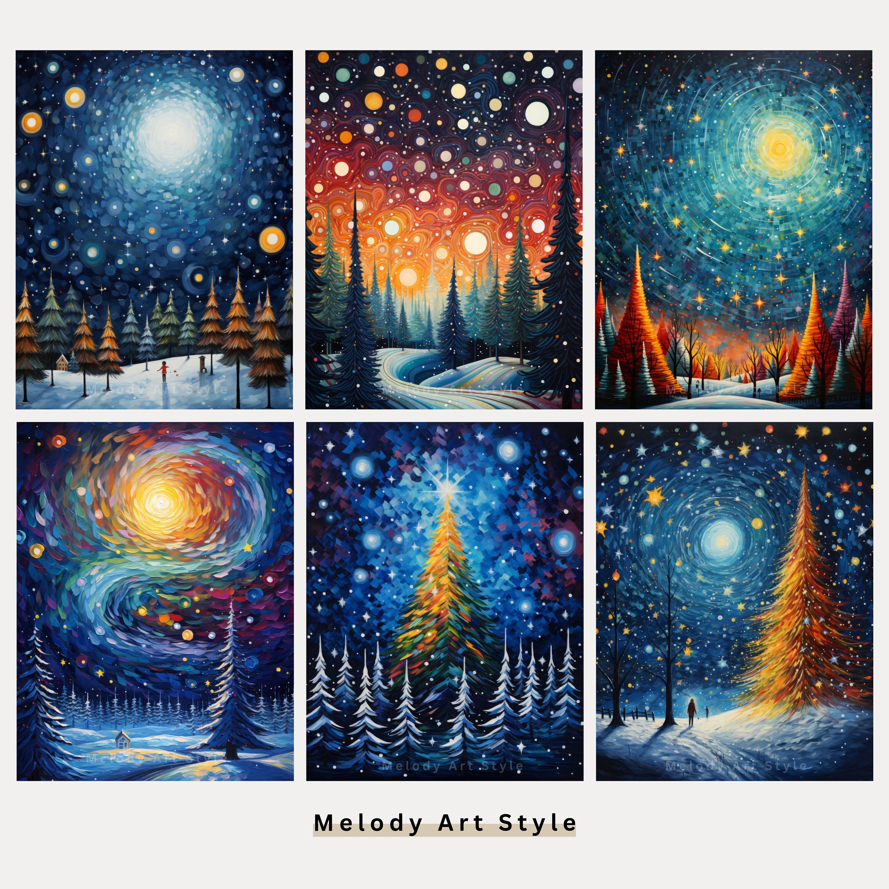 Starry Night Christams Printable Art Holiday Junk Journal Winter ...