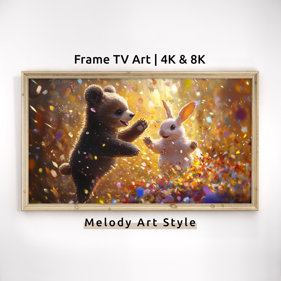 Animal Party Frame TV Art 4K 8K Cute Bear and Bunny Screensaver for ...