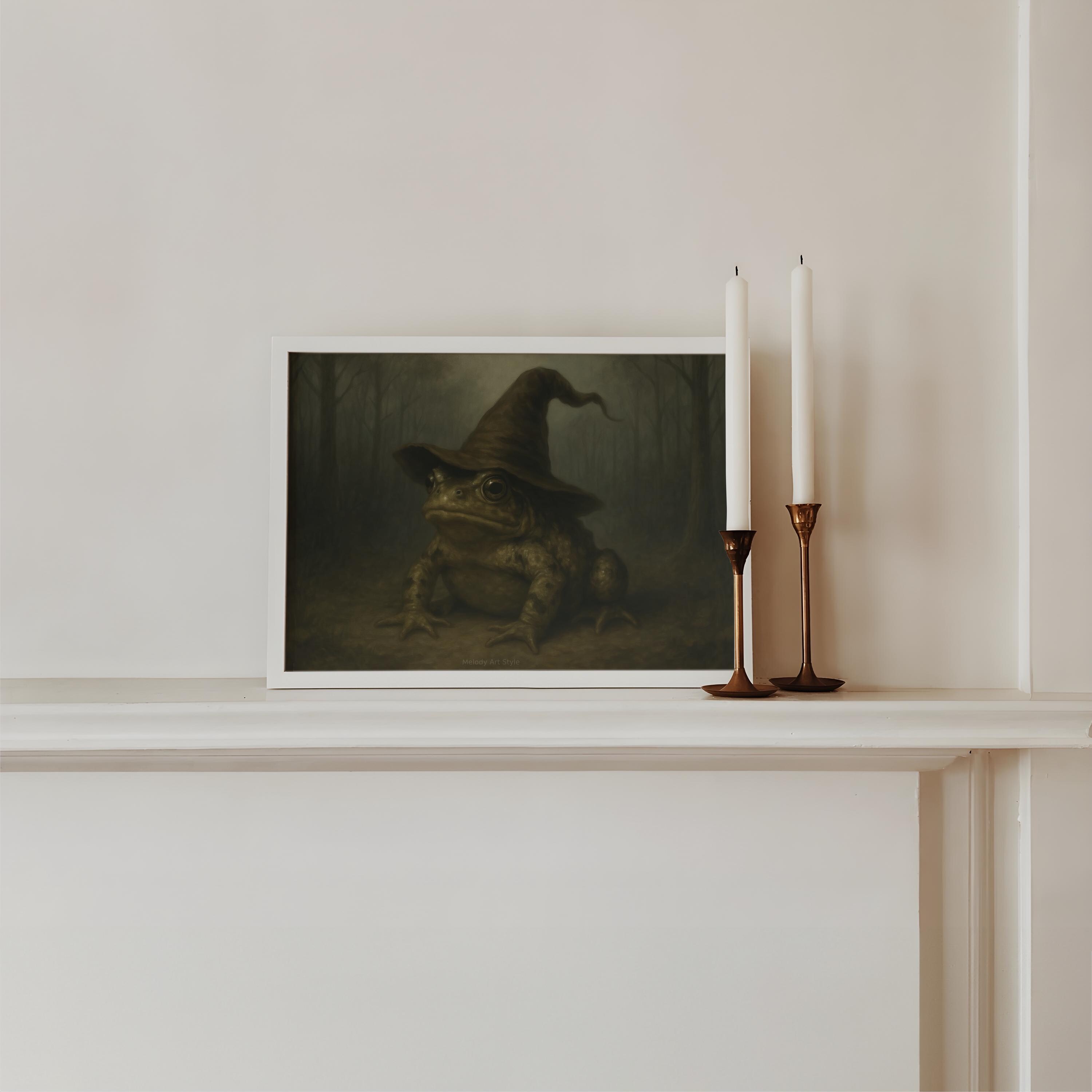 Witch Toad Forest Art Print, Moody Halloween Frog Wall Art, Gothic Dark ...