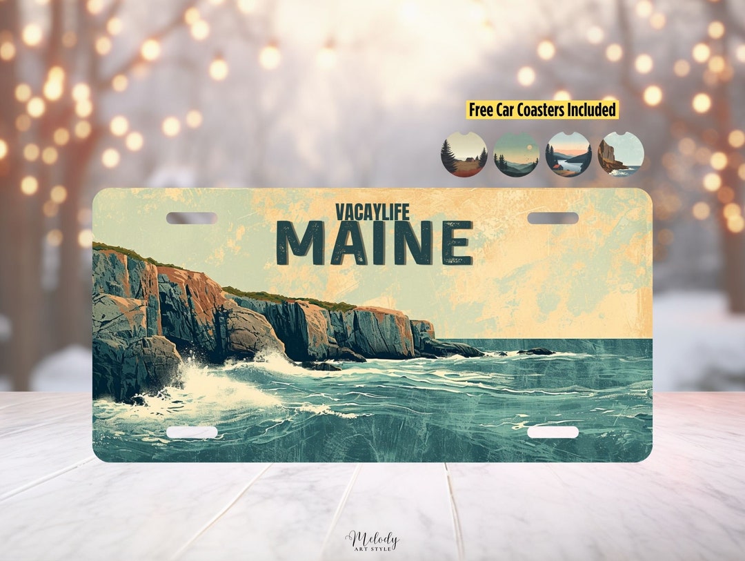 Maine License Plate PNG Sublimation Design 12 by 6 Inch, Retro USA Car ...