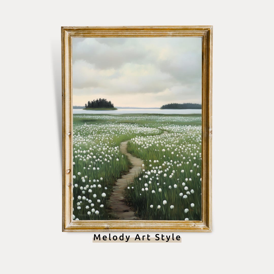 Path Through Wildflower Meadow Print, Serene Nature Landscape, Peaceful ...