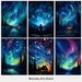 Northern Lights Scene Printable Art, Night Sky Digital Paper Pack ...