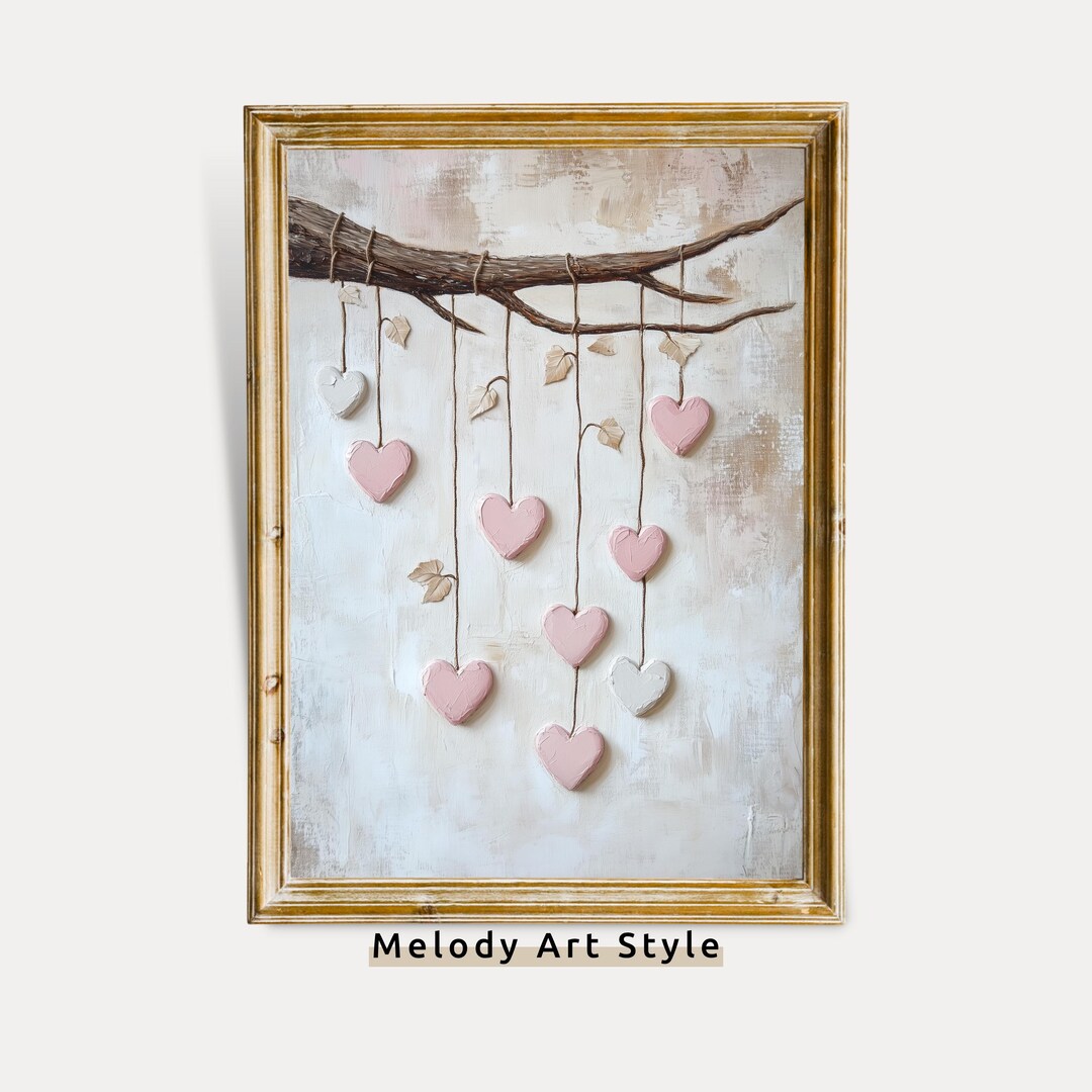 Rustic Heart Wall Art, Romantic Textured Painting, Valentine’s Day ...