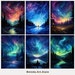Northern Lights Scene Printable Art, Night Sky Digital Paper Pack ...