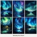 Northern Lights Scene Printable Art, Night Sky Digital Paper Pack ...