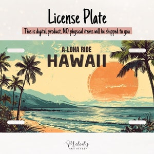 Hawaii License Plate PNG Sublimation Design 12 by 6 Inch, Retro USA Car ...
