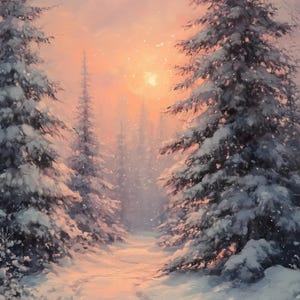 Snowy Winter Wonderland Forest Wall Art | Winter Landscape Printable of ...