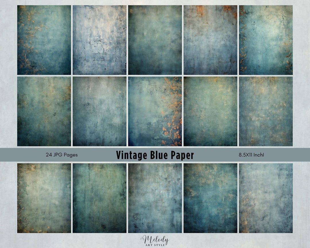 Blue Vintage Paper Texture, Antique Background, Digital Papers ...